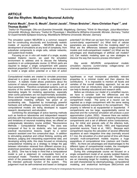 Pdf Get The Rhythm Modeling Neuronal Activity