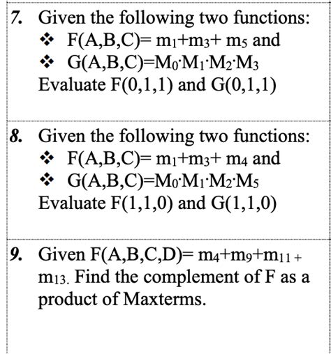 solved 7 given the following two functions