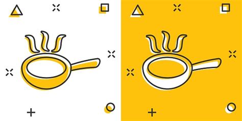만화 스타일의 벡터 만화 프라이팬 아이콘 요리 팬 컨셉 일러스트 그림 그림 프라이팬 주방 장비 사업 스플래시 효과 개념 가정