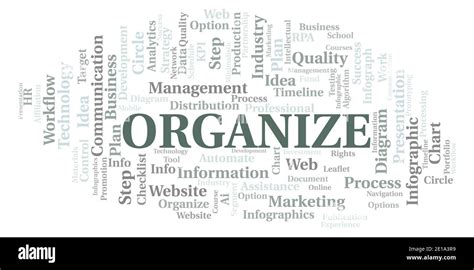 Organize Typography Word Cloud Create With Text Only Stock Photo Alamy