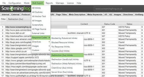 Check Redirects In Bulk Screaming Frog