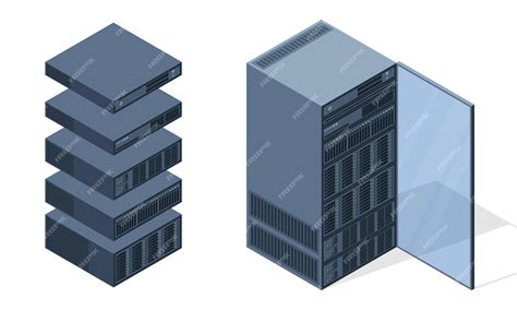 Premium Vector Isometric Server Server Racks Server Boxes Isolated