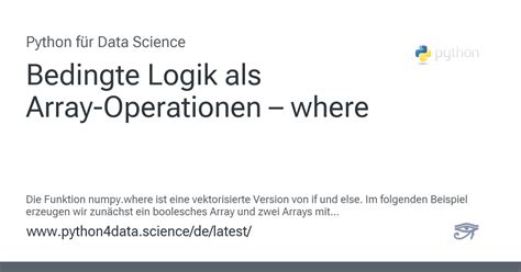 Bedingte Logik Als Array Operationen Where Python Für Data Science