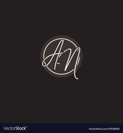 Initials An Logo Monogram With Simple Circle Line Vector Image