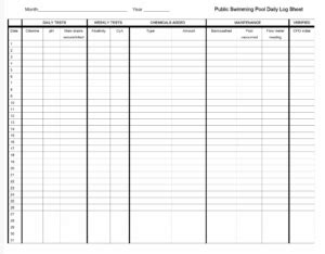 Free Printable Pool Log Sheet