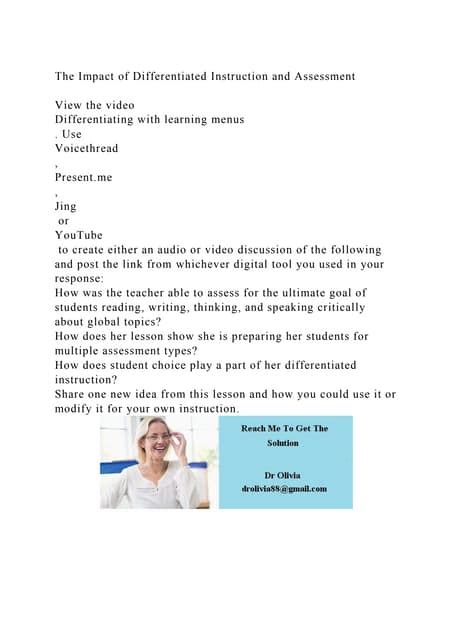 The Impact Of Differentiated Instruction And Assessmentview The Docx