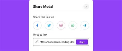 Popup Share Modal With Social Icons Using Html Css And Javascript Dev Community