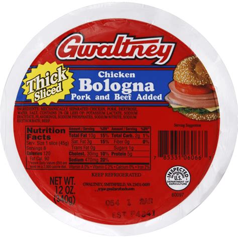 Gwaltney Bologna Chicken Thick Sliced 12 Oz Delivery Or Pickup Near