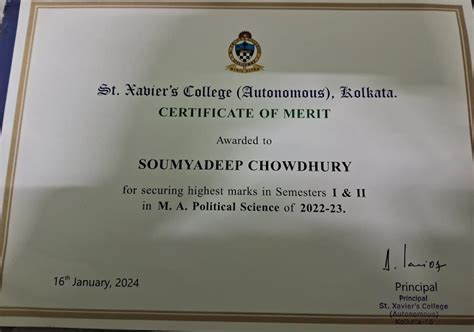 Soumyadeep Chowdhury On Linkedin Felicitated For 1st Rank In The First