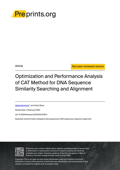 Pdf Optimization And Performance Analysis Of Cat Method For Dna