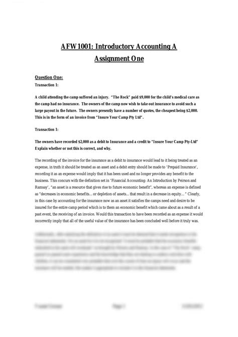 Intro Accounting 1st Assignment Afw1001 Introductory Accounting A