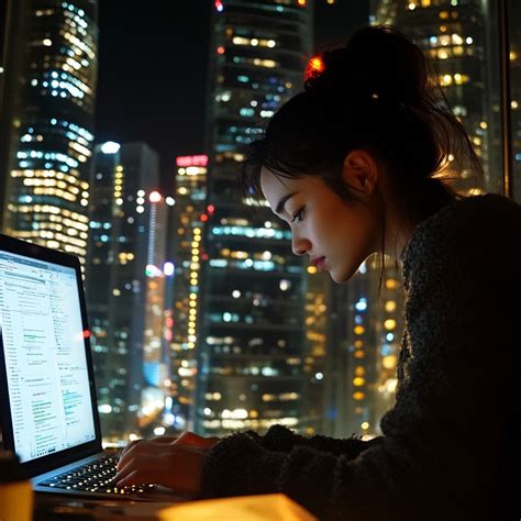 Free Nighttime Coding Session Photo Woman Coding Laptop Download