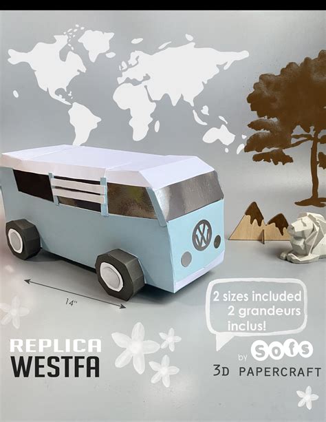Camper Van 3d Papercraft Lowpoly Paper Get Pdf Digital File Template
