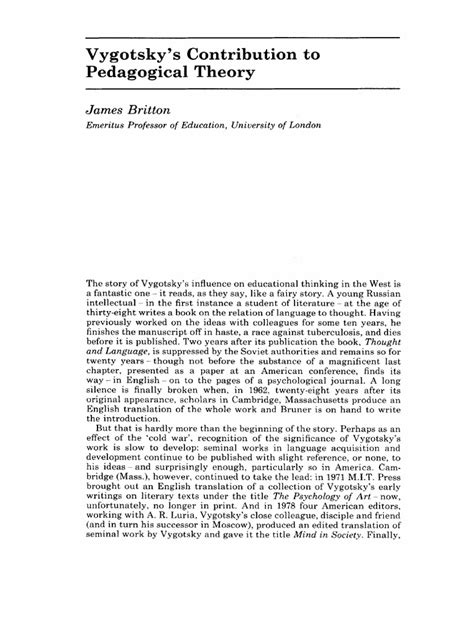 Vygotskys Groundbreaking Theories On The Development Of Consciousness