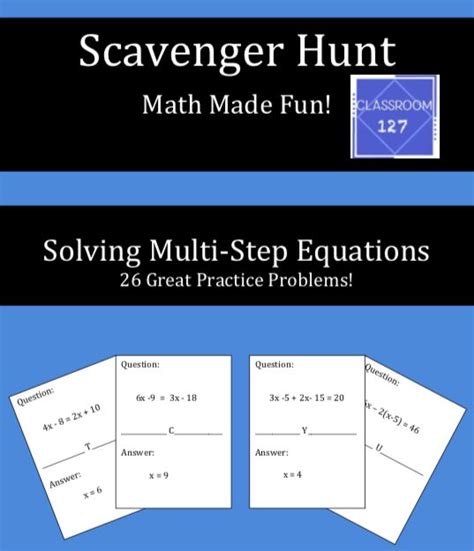 Scavenger Hunt Review Solving Multi Step Equations Solving Multi Step Equations Multi Step