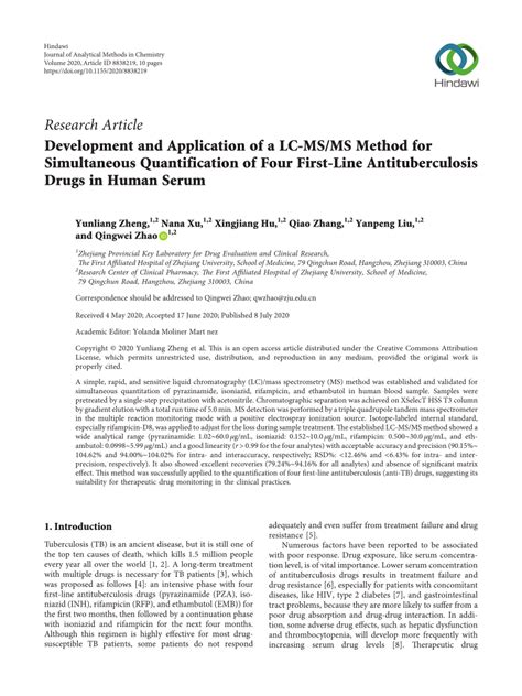 Pdf Development And Application Of A Lc Ms Ms Method For Simultaneous Quantification Of Four