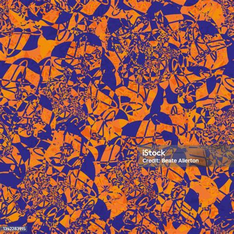 추상형 형광 미네랄 텍스처 네온 오렌지 인디고 록 표면 벡터 원활한 패턴 배경 혼합 된 들쭉날쭉한 모양의 배경 시뮬레이션 된 바위 불소 방해 코런덤 반복 0명에 대한 스톡