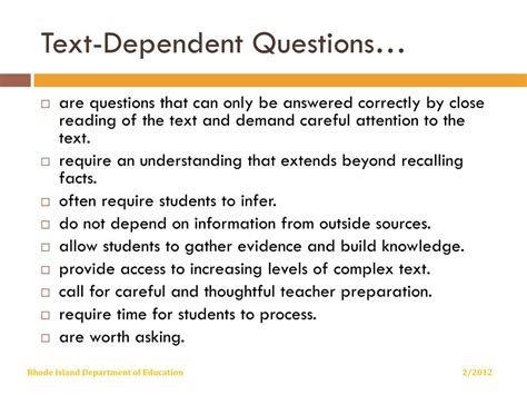 PPT Text Dependent Questions PowerPoint Presentation Free Download