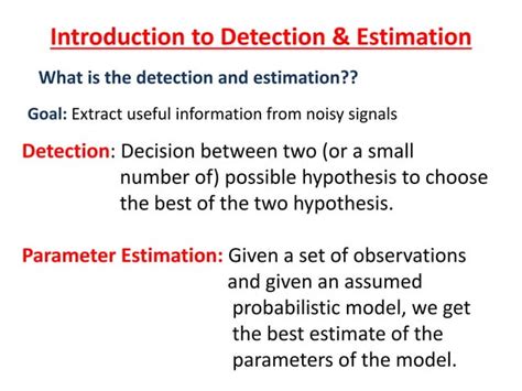 Detectionandestimation Lecture 1pdf Physics Science