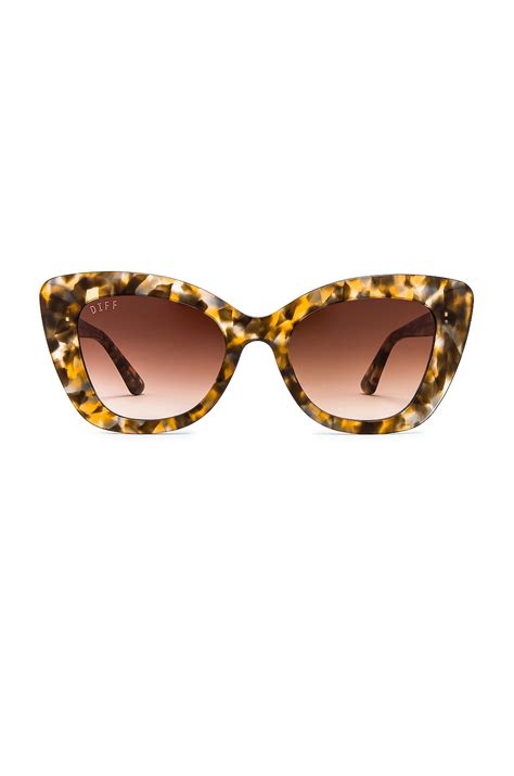 Diff Eyewear Raven Sunglasses In Sea Turtle Tortoise And Brown Gradient