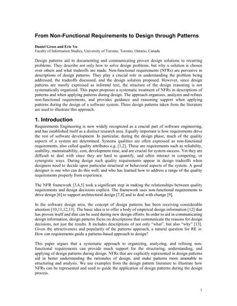 From Non Functional Requirements To Design Through Patterns 1