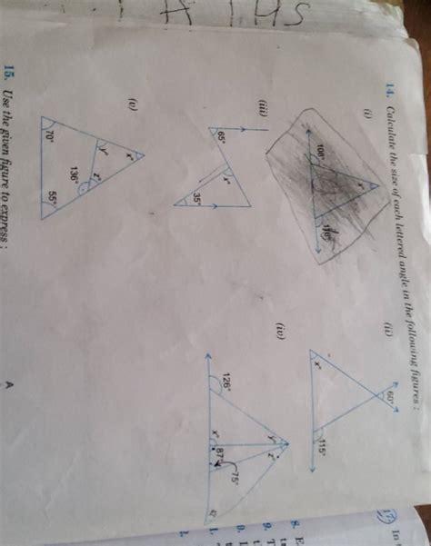 sht 14 calculate the size of each lettered angle in the following figure