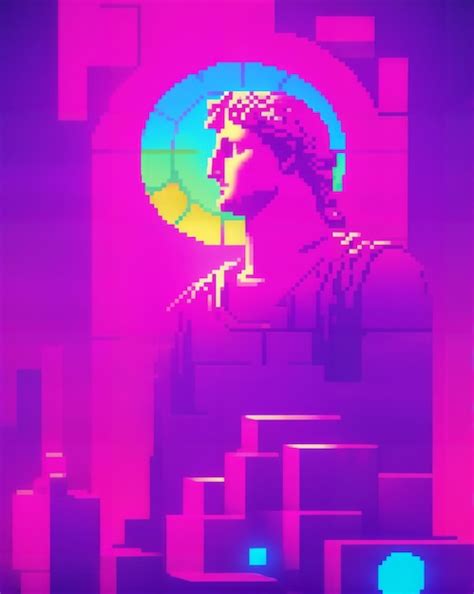 Premium Ai Image Vaporwave Greek Methodology Pixel Art