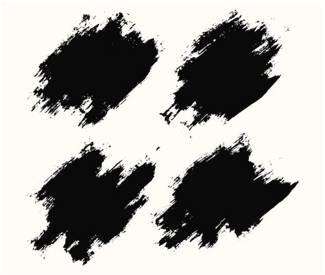 검은 색 잉크 브러시 스트로크의 컬렉션 프리미엄 벡터