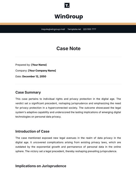 free case note templates editable and printable