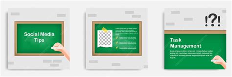 소셜 미디어 유익한 게시물 배너 템플릿 디자인 3d 만화 스타일 교수형 칠판 프리미엄 벡터