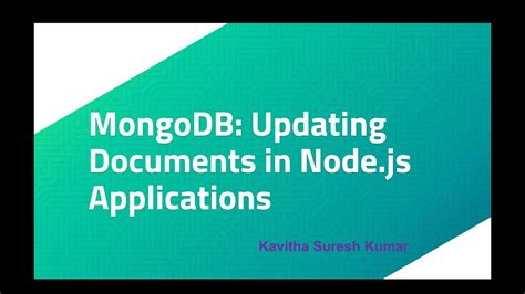 Mongodb Updating Documents In Nodejs Applications Youtube
