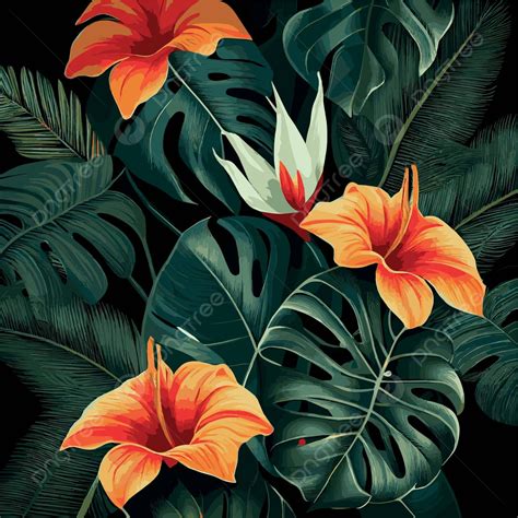 Tropical Foliage Vector Background For Decor And Graphics Vector Plant