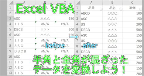 半角と全角が混ざったエクセルデータを自動変換！ Excel Vba カワルビジネス