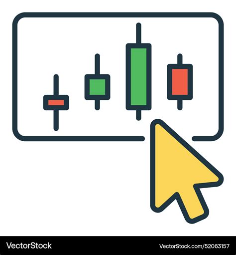 Candlestick Chart With Mouse Cursor Colored Icon Vector Image