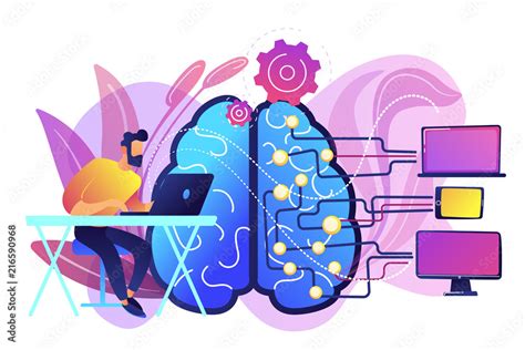 Brain With Digital Circuit And Programmer With Laptop Machine Learning