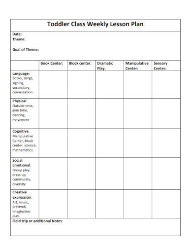 25 Free Weekly Lesson Plan Samples To Download