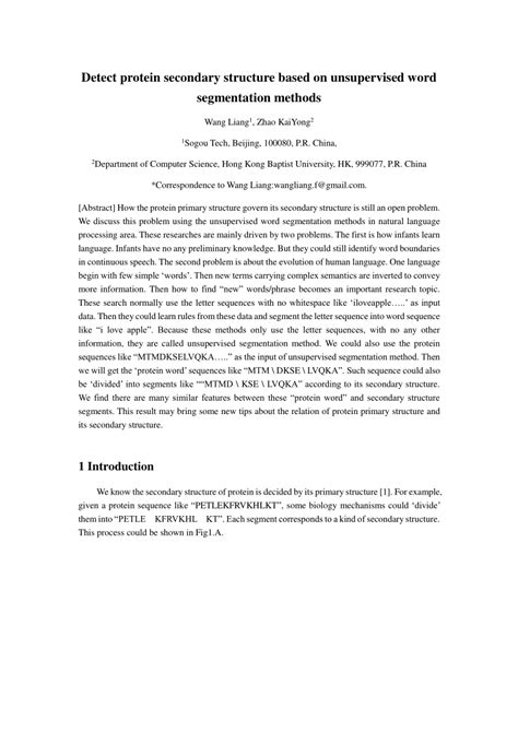 Pdf Protein Secondary Structure Detection Based On Unsupervised Word