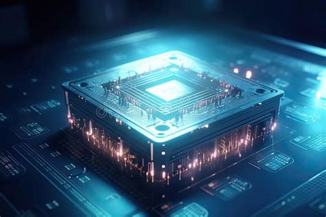 Quantum Processor On Circuit Board Generative Ai Stock Illustration