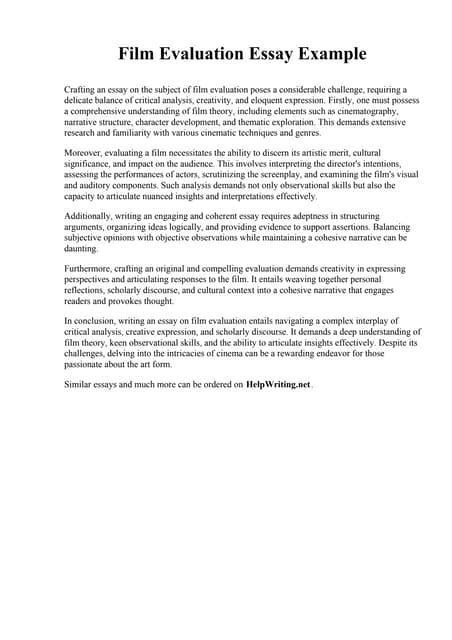 Film Evaluation Essay Examplepdf