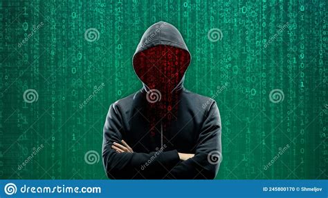 Hacker Over Abstract Digital Background With Elements Of Binary Code