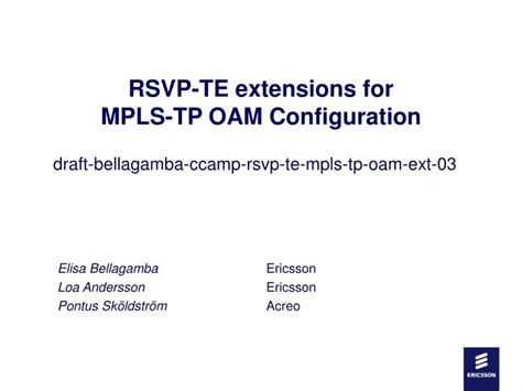 PPT RSVP TE Extensions For MPLS TP OAM Configuration PowerPoint Presentation ID