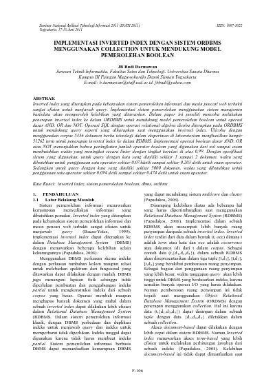 Implementasi Inverted Index Dengan Sistem Ordbms Menggunakan Collection