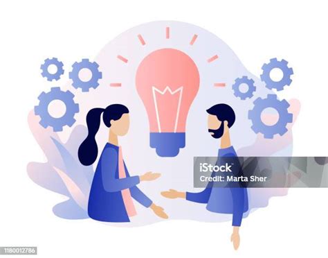 창의적인 비즈니스 아이디어 콘텐츠 개발 브레인스토밍 개념 현대 평면 만화 스타일입니다 벡터 일러스트레이션 사람 뇌에 대한 스톡 벡터 아트 및 기타 이미지 Istock