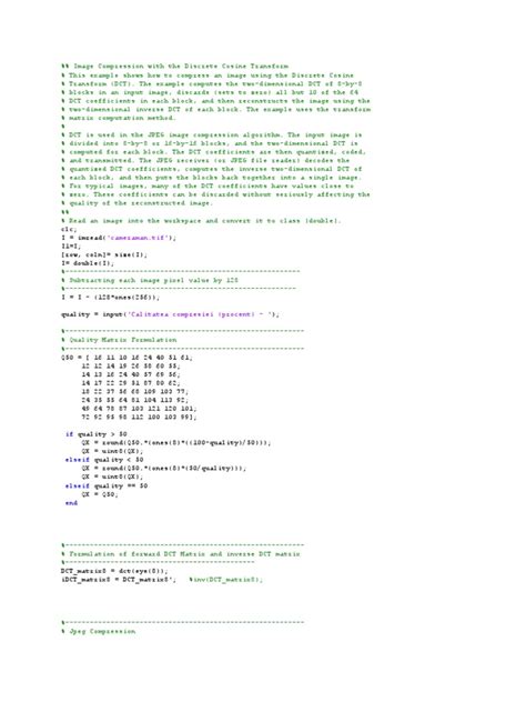 Jpeg Cmatlab Code Pdf Algorithms Computer Data