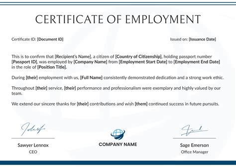 Employment Certificate Templates Free To Customize And Download