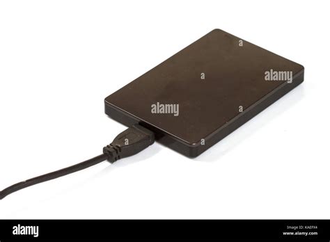 External Hard Drive With Usb Cable On White Stock Photo Alamy
