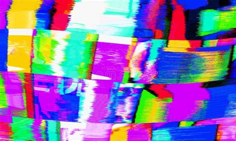 White And Colorful Program Glitch With Straight Lines And With Bright Stock Illustration