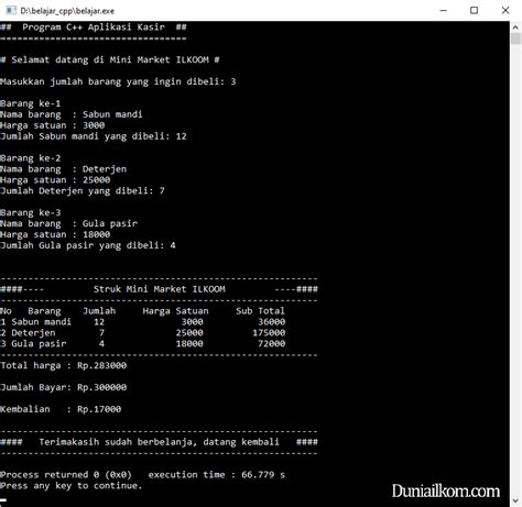 Latihan Kode Program C Membuat Aplikasi Kasir Sederhana