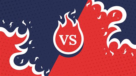 대 화면 파란색과 빨간색 추상대 배경 화재 개념입니다 템플릿을 싸움 심플한 모던 코믹 디자인 플랫 스타일 벡터 그림입니다 Championship에 대한 스톡 벡터 아트 및