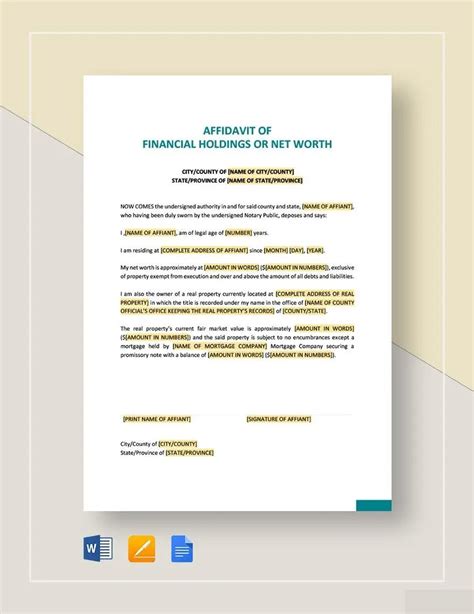 Affidavit Microsoft Word Template Free Word Template